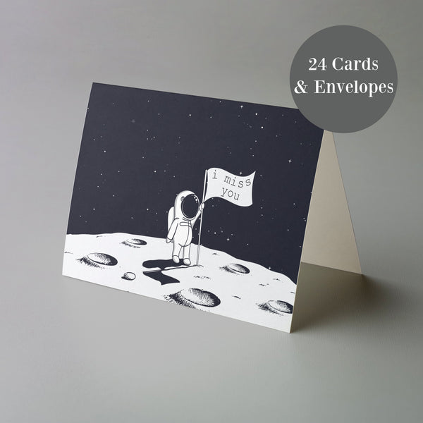 Worlds Away I Miss You Cards - 24 Pack Chubby Astronaut Greeting Cards ...