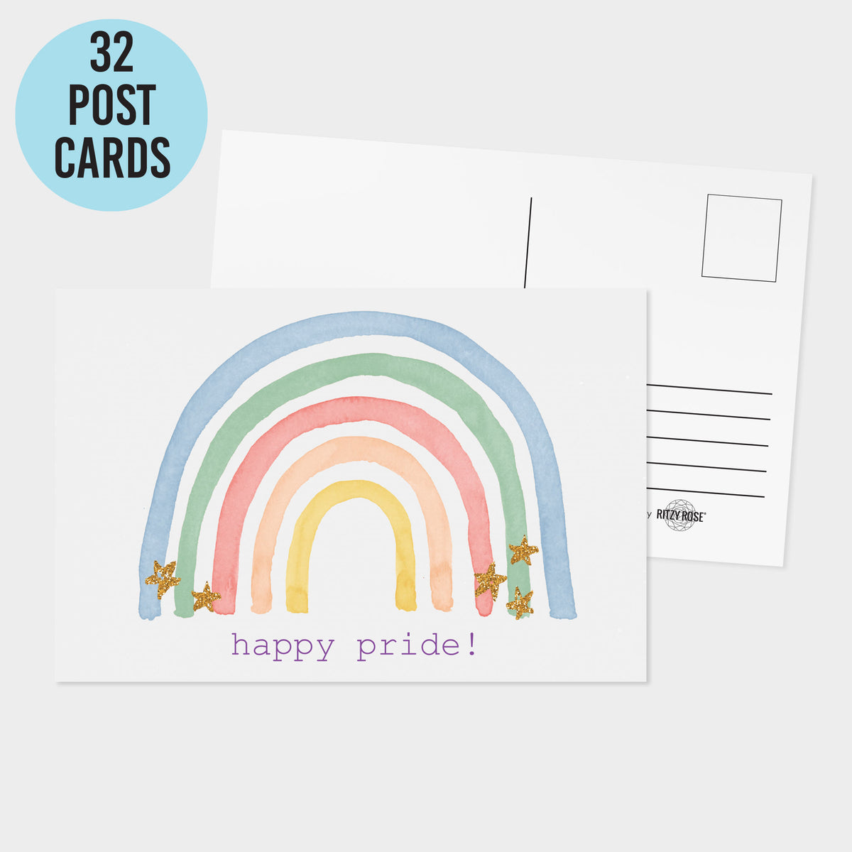 Happy Pride Pastel Rainbow Postcards 32 Pack LGBT Gay Pride Cards ...