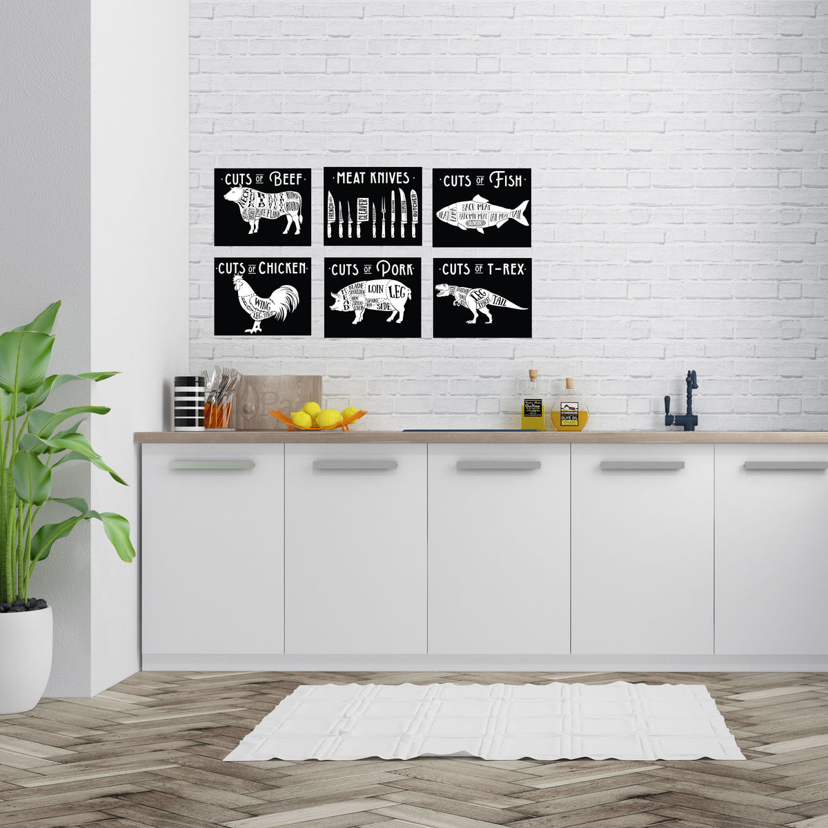 Funky Butcher Cuts of Meat Prints - 6 Prints - Ritzy Rose