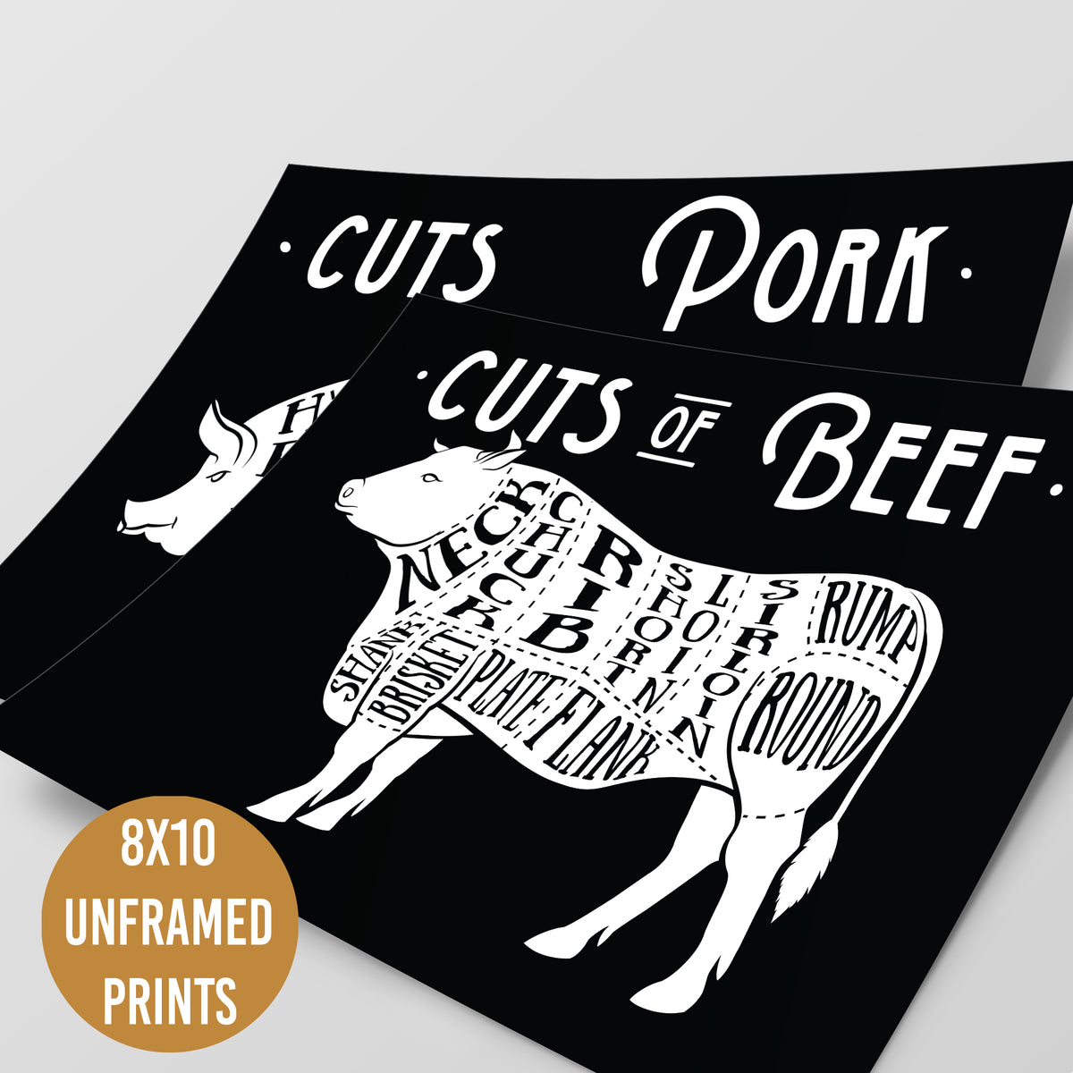 Funky Butcher Cuts of Meat Prints - 6 Prints - Ritzy Rose