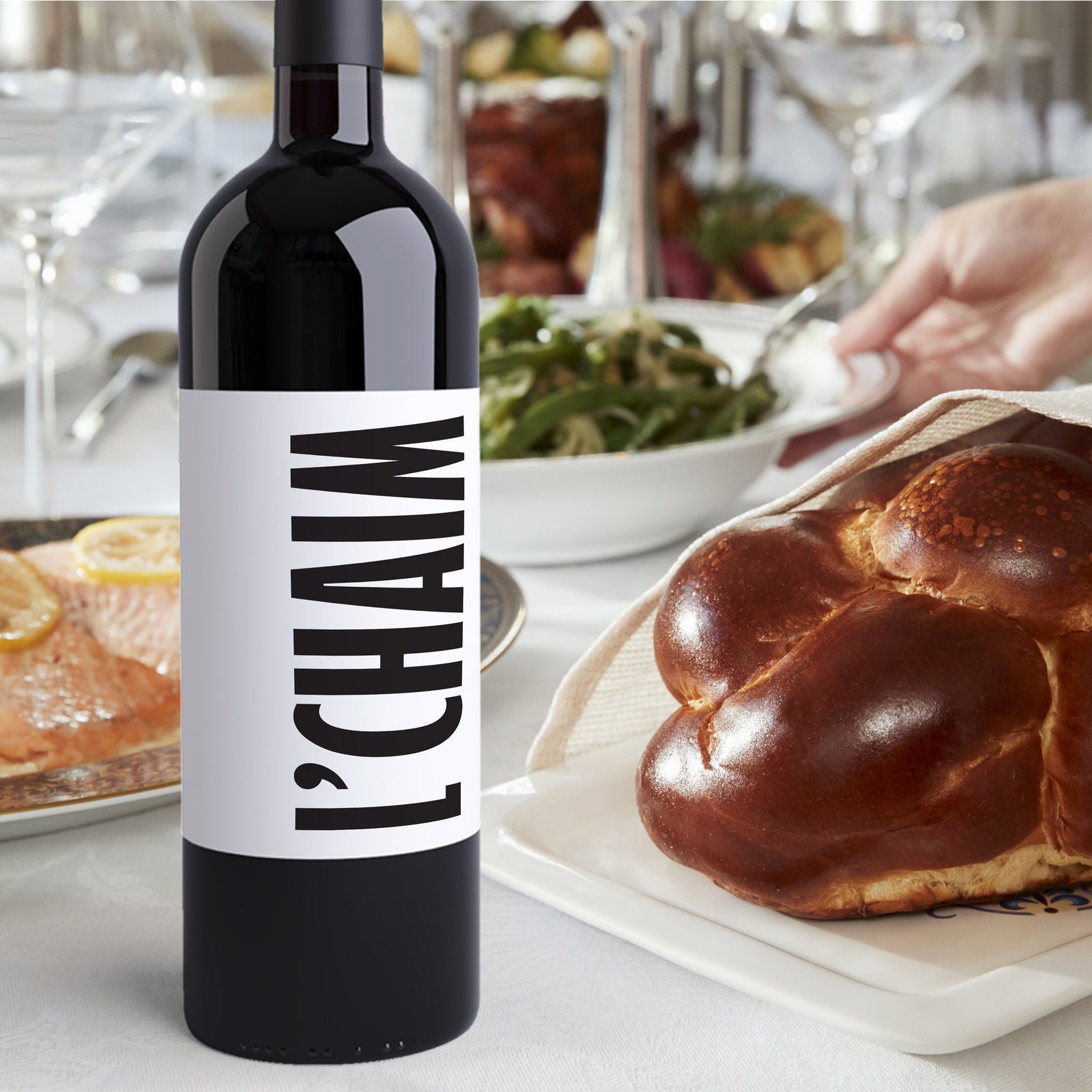 L'Chaim Wine Labels - 4 Pack Jewish Wine Decals for Shabbat Chanukah ...