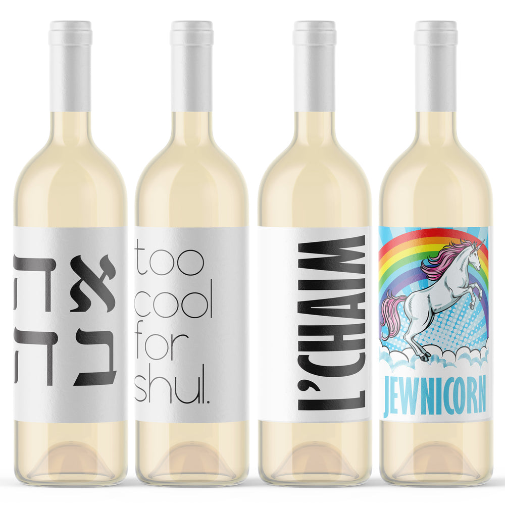 Funny Jewish Wine Bottle Labels - 8 Pack of Israeli Themed Shabbat ...