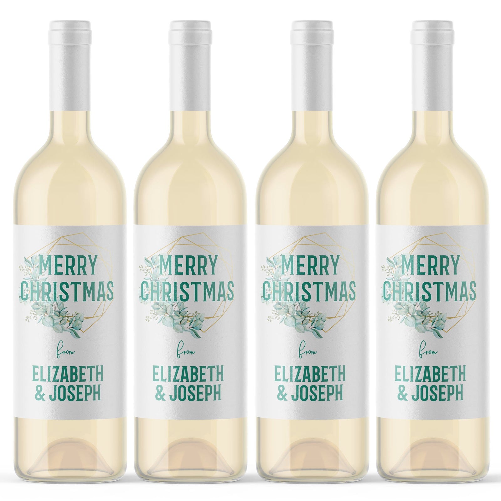 Personalized Merry Christmas Wine Labels - 4 Pack Business Gift Clients ...
