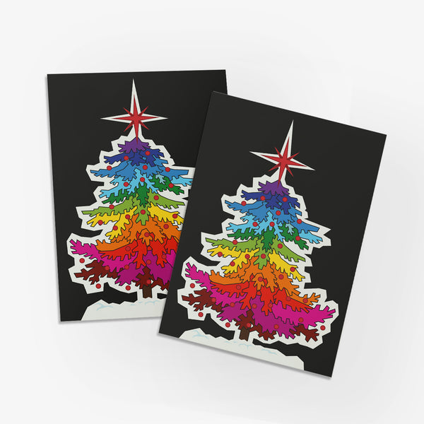 24 Colorful Rainbow Inclusive Christmas Tree Cards + Envelopes - Ritzy Rose