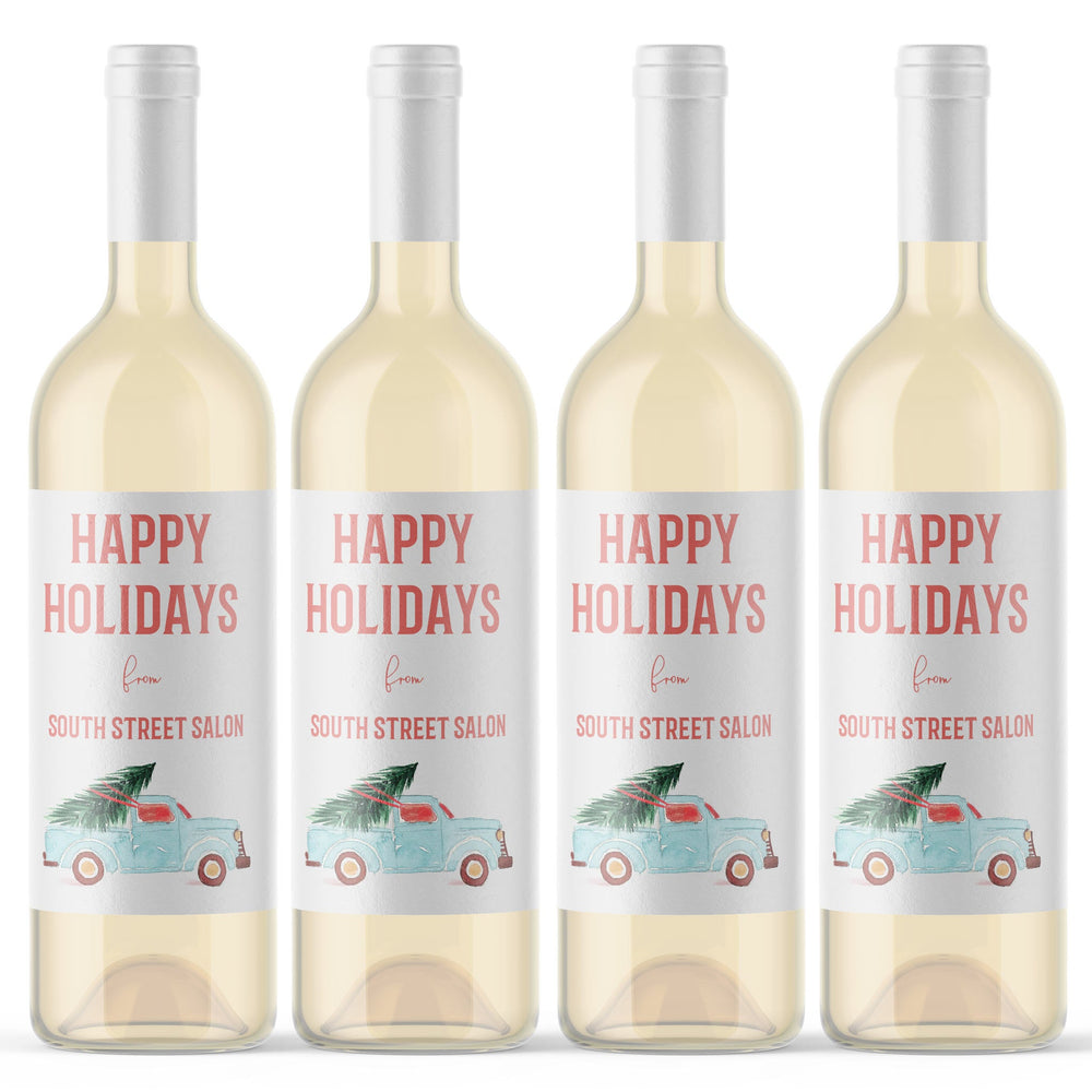 Custom Happy Holidays From Business Wine Labels for Clients Customers ...